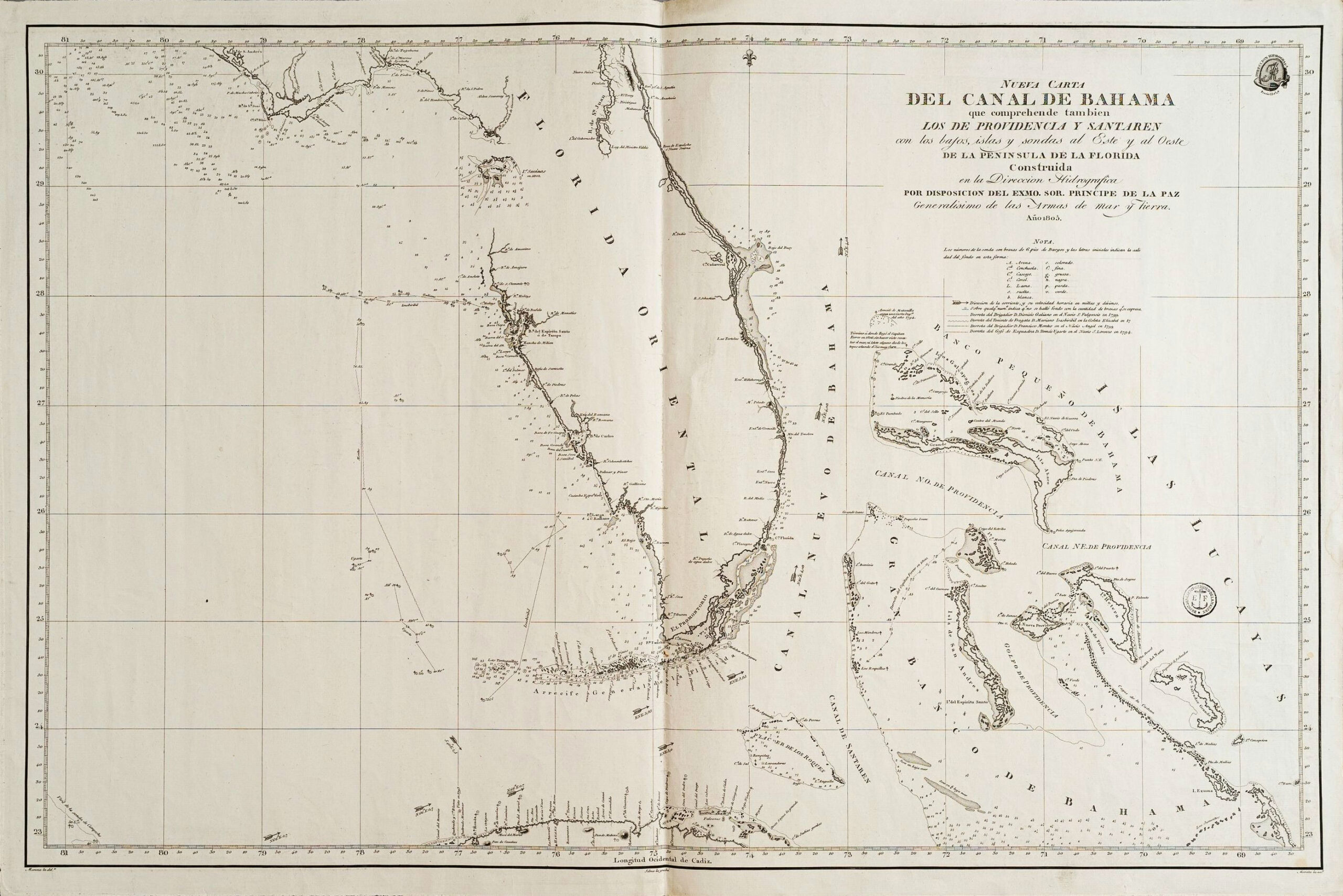 Nueva carta del canal de Bahama que comprehende tambien los de ...