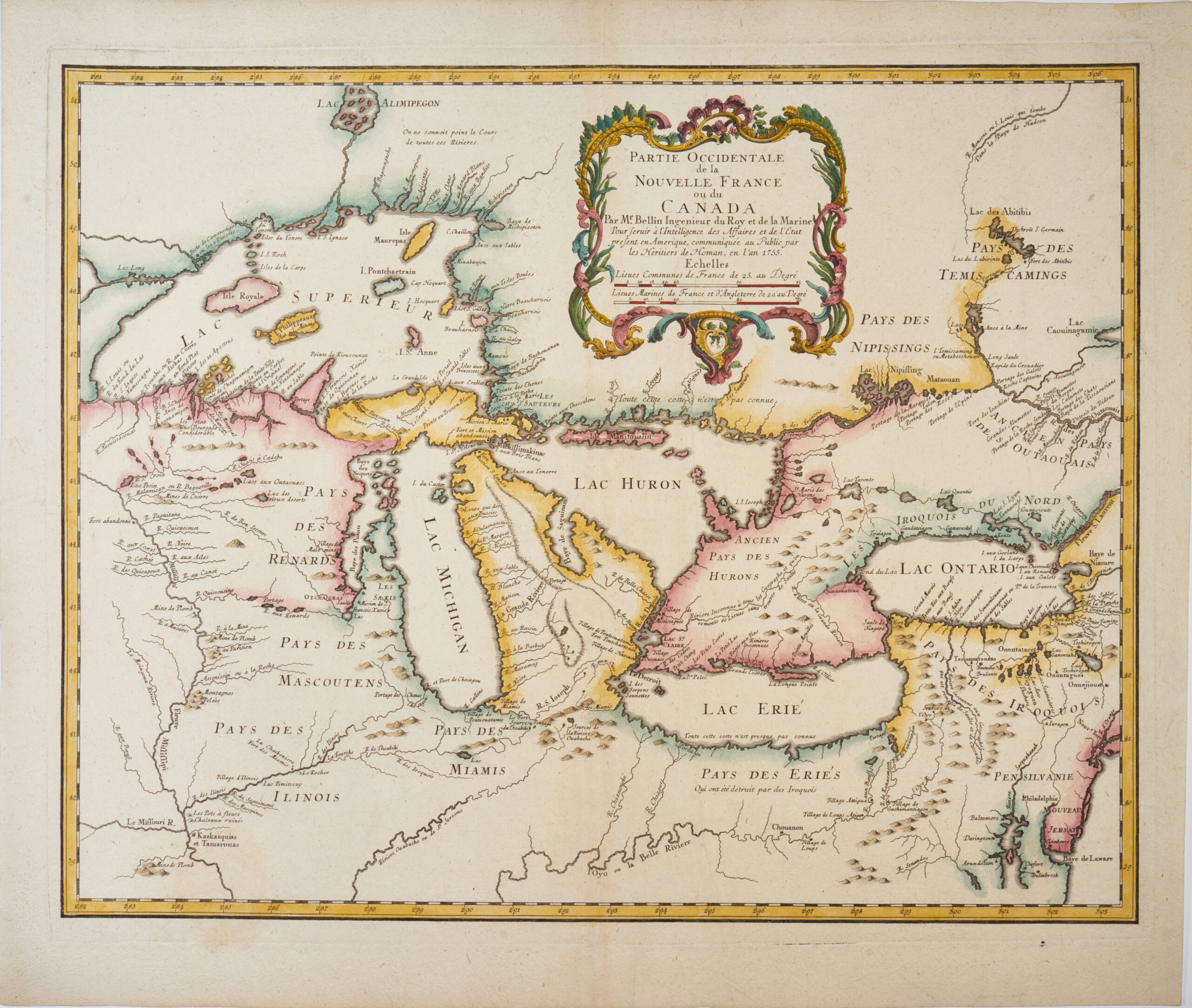 Partie occidentale de la Nouvelle France ou du Canada par Mr. Bellin ...