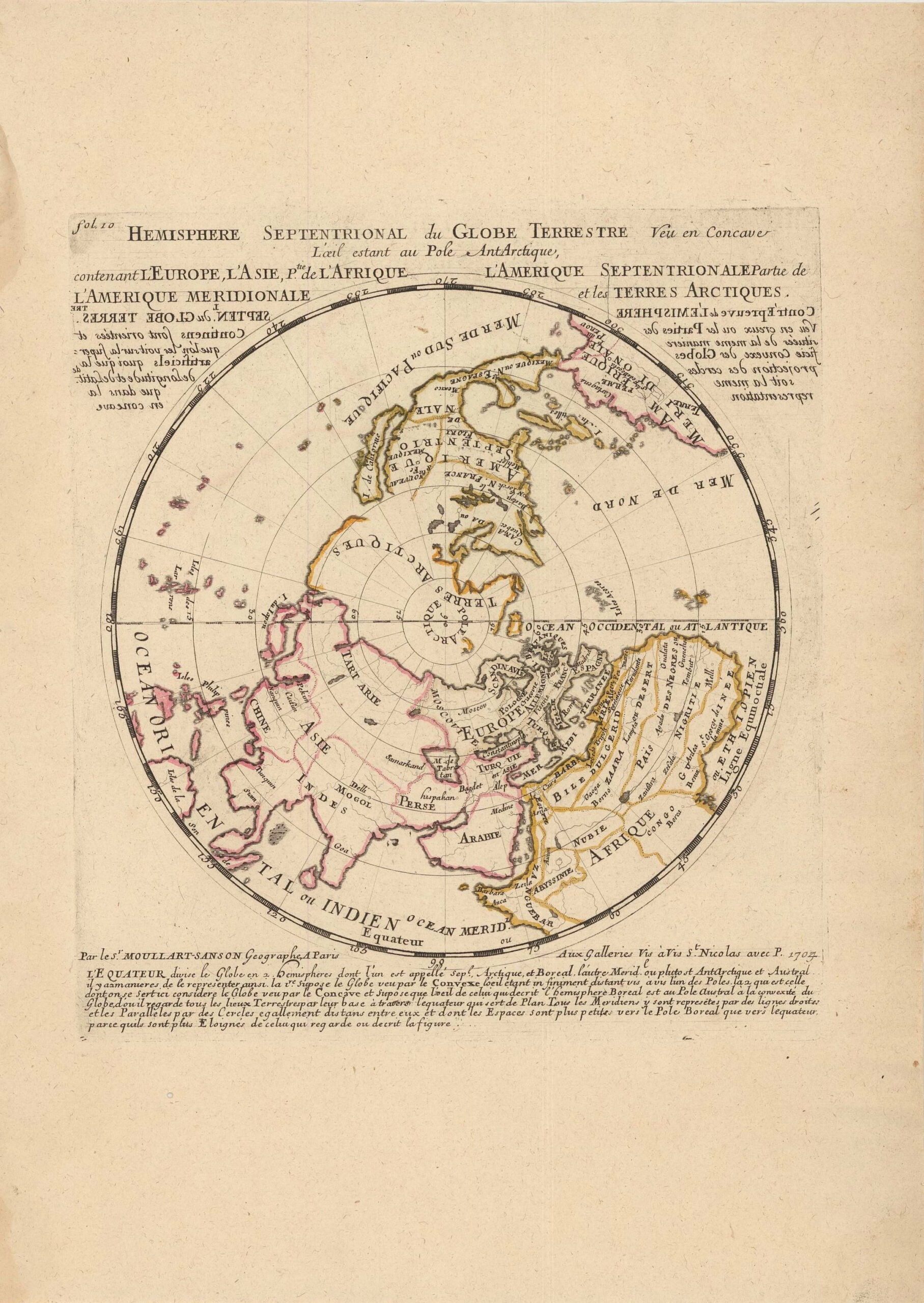 Hémisphère Septentrional du Globe Terrestre veu en Concave l’œil estant ...