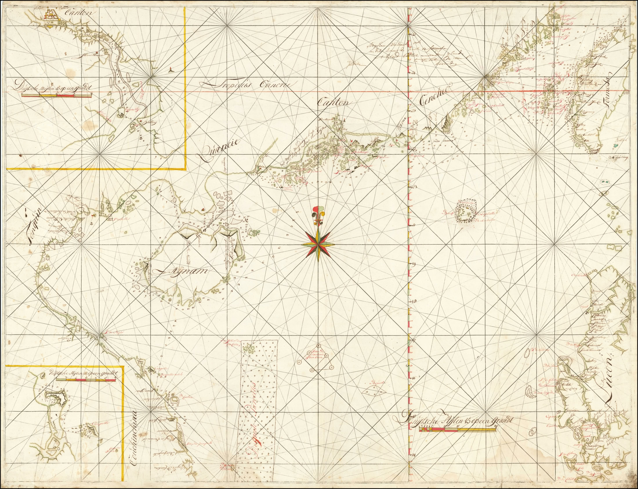 Carte manuscrite [Mer de Chine / Luzon / Hong Kong / Canton / Formose] Bogt Toncqin